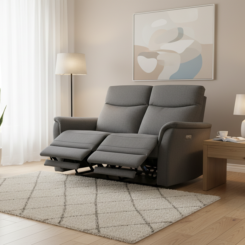 MORTIMER 2-SEATER ELECTRIC RECLINER – GRAPHITE (EX SHOP DISPLAY ONLY)